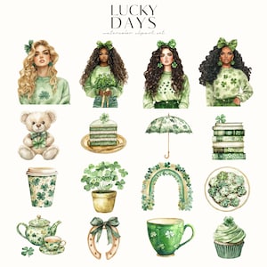 St Patricks Day Clipart, Watercolor Lucky Clover, Shamrock PNG ...