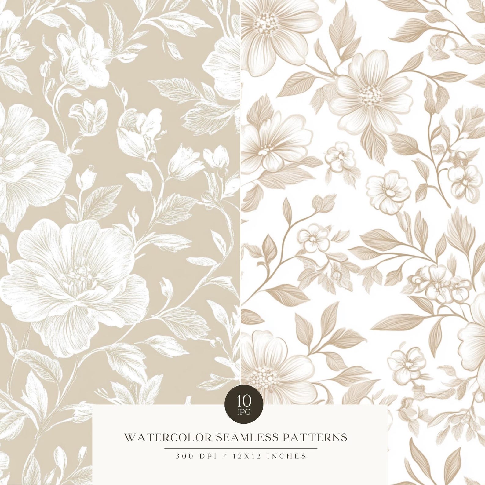 Chinoiserie Seamless Pattern, French Toile Pattern, Neutral Floral ...