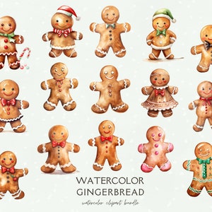 Watercolor Gingerbread Man Clipart, Gingerbread Clipart, Winter Clipart ...