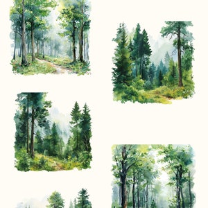 Watercolor Spring Forest Clipart-spring Woodland Clipart-forest ...
