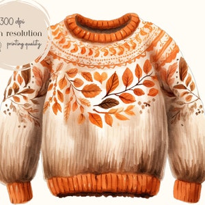 Autumn Sweaters-watercolor Cozy Autumn Clipart-sweater Clipart-books ...