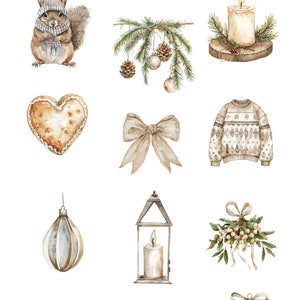Cozy Christmas Clipart Bundle-watercolor Winter-rustic Christmas Png ...