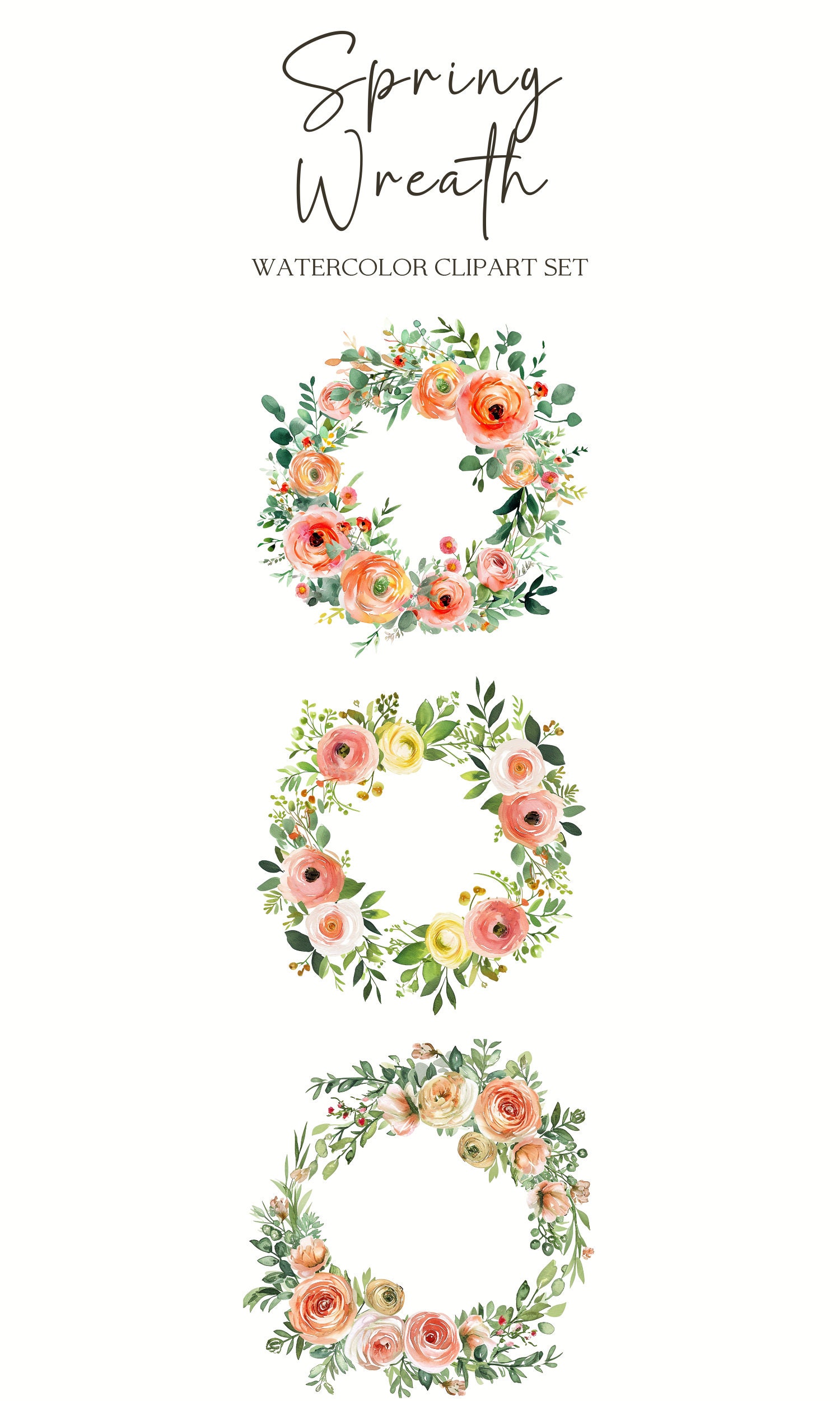 Floral Wreath Clipart-spring Wreath Png-watercolor Floral Clipart ...