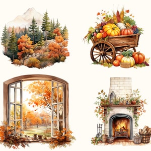 Autumn Scenes-watercolor Fall Clipart Set-fall Clipart-fall ...