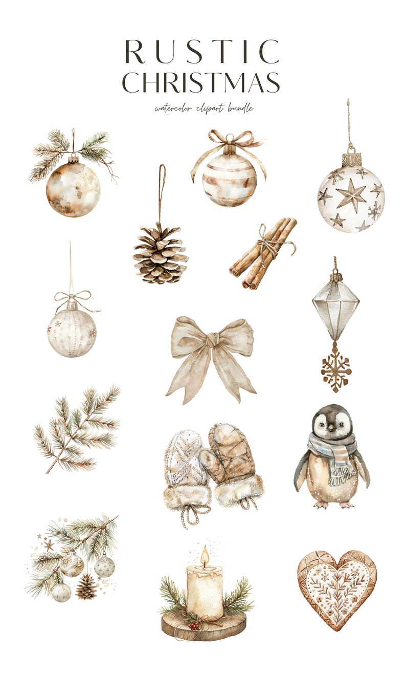 Cozy Christmas Clipart Bundle-watercolor Winter-rustic Christmas Png ...