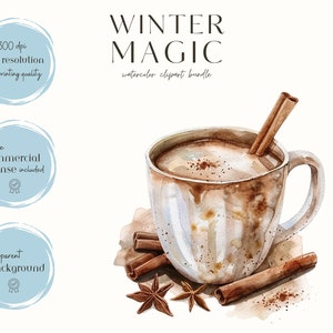 Cozy Winter Clipart Bundle, Watercolor Cozy Winter, Blue Christmas PNG ...