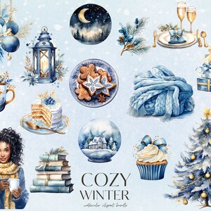 Cozy Winter Clipart Mega Bundle, Watercolor Bluey Christmas PNG Clipart ...