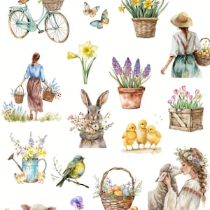 Watercolor Spring Easter Clipart-floral Clipart-easter Graphics-easter ...