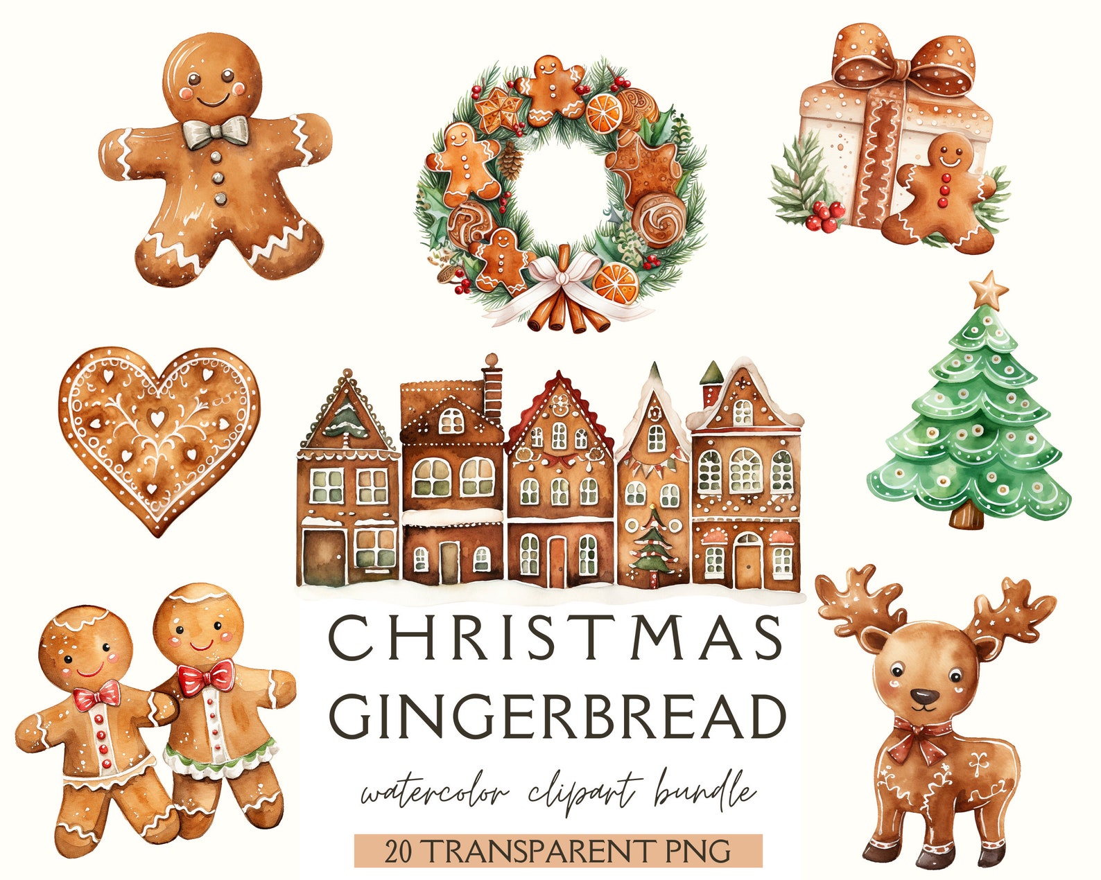 Cute Christmas Gingerbread Clipart, Gingerbread House, Winter Clipart ...