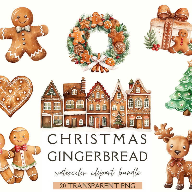 Gingerbread Clipart - Etsy