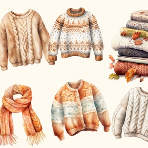 Autumn Sweaters-watercolor Cozy Autumn Clipart-sweater Clipart-books ...