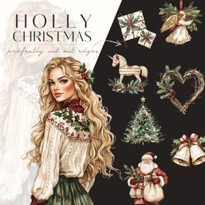 Cozy Christmas Clipart, Watercolor Cozy Winter Bundle, Christmas Holly ...