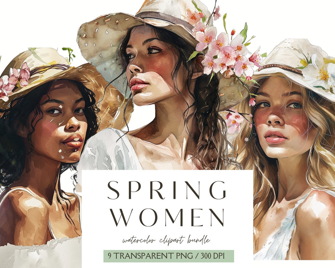 Watercolor Spring Women Clipart-spring Front Door-floral Doors ...