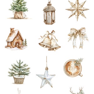 Cozy Christmas Clipart Bundle-watercolor Winter-rustic Christmas Png ...