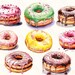 48 Watercolor Donuts Art, Donuts Clipart, Dessert Clipart Bundle, Sweet ...