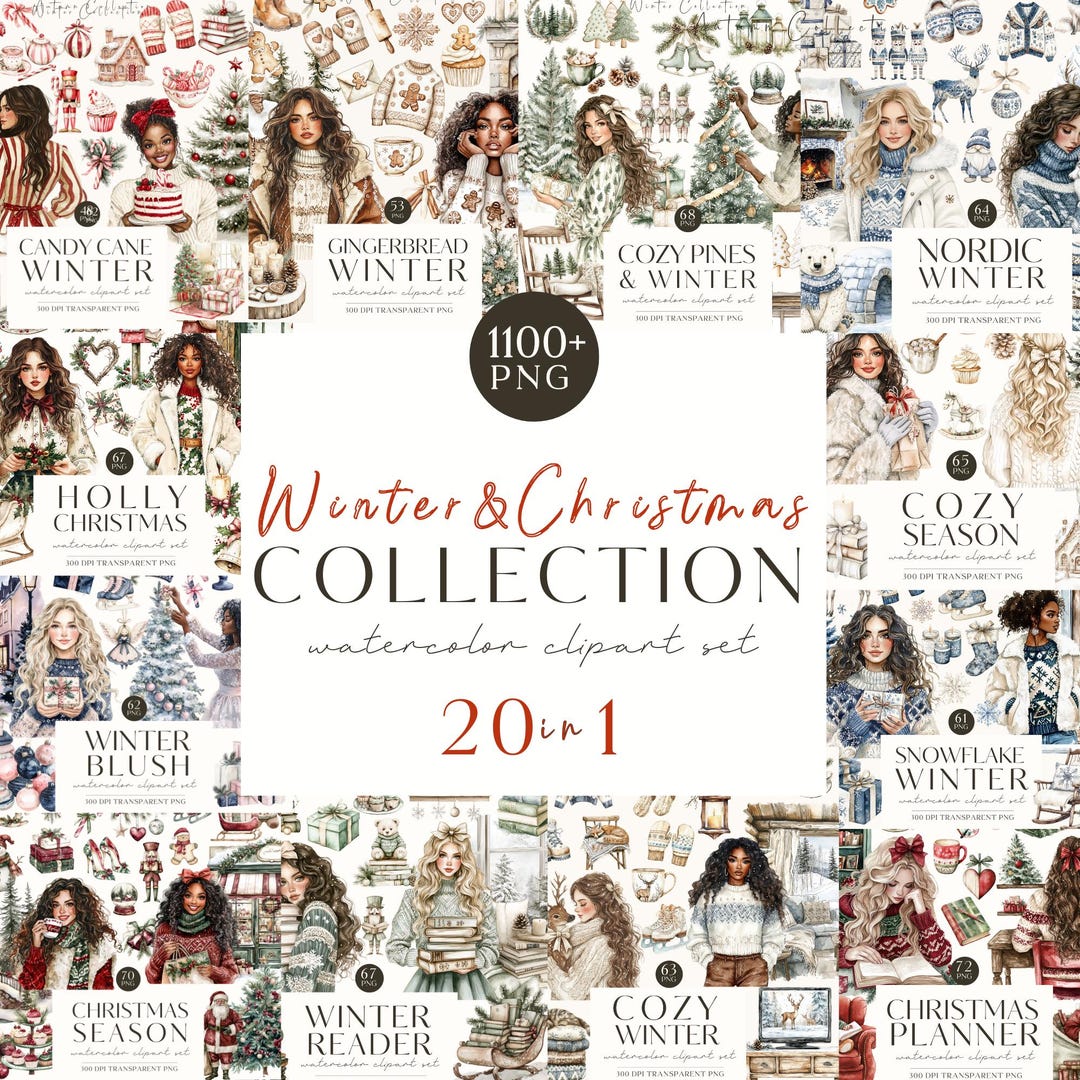 Cozy Winter Clipart, Cozy Christmas Clipart, Large Clipart Bundle, XX ...