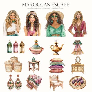 Watercolor Moroccan Clipart, Middle East Clip Art, Summer Clipart ...