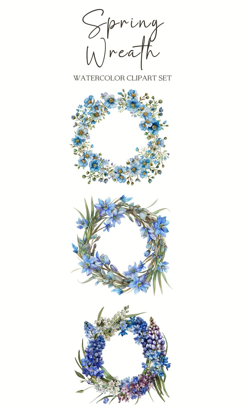 Floral Wreath Clipart-spring Wreath Png-watercolor Floral Clipart ...