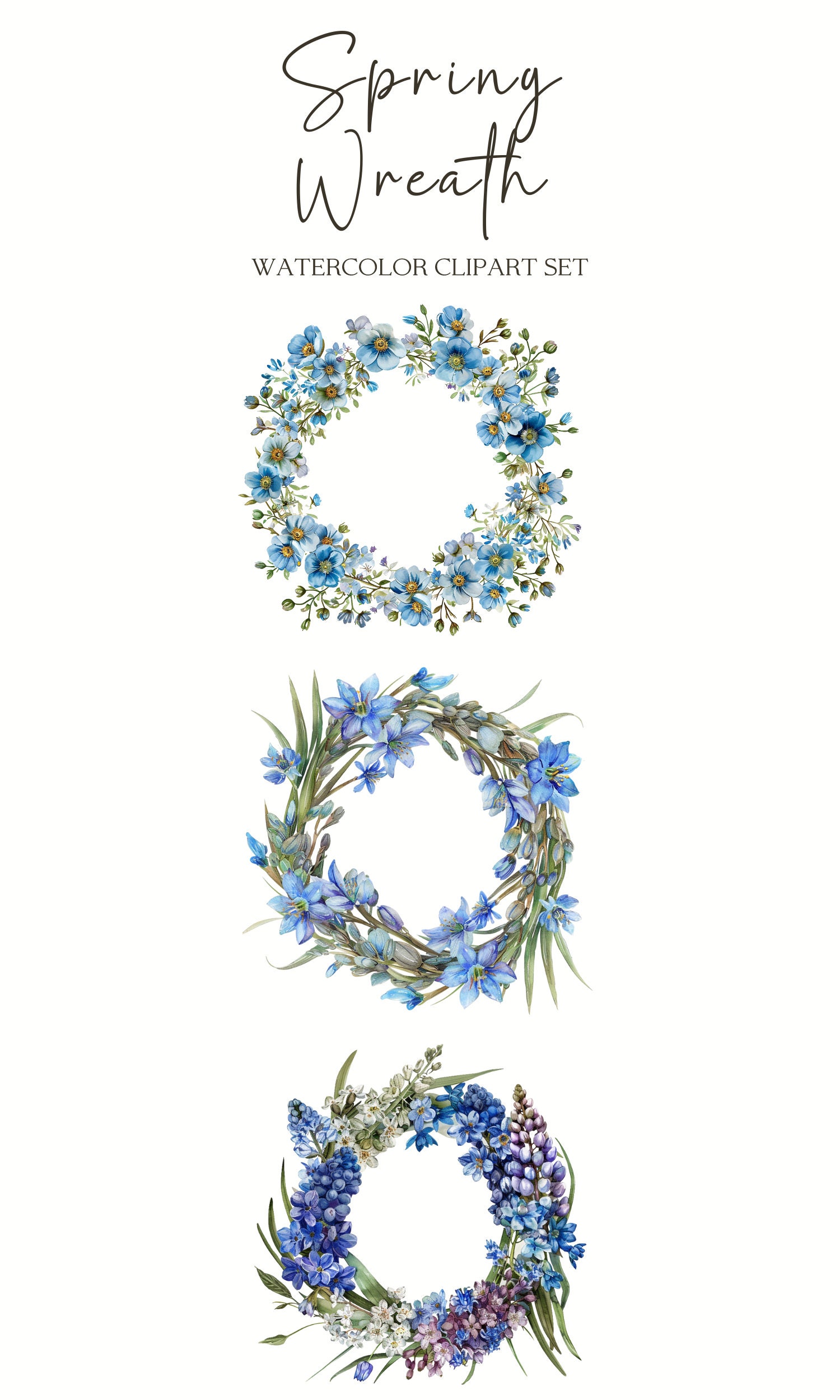 Floral Wreath Clipart-spring Wreath Png-watercolor Floral Clipart ...