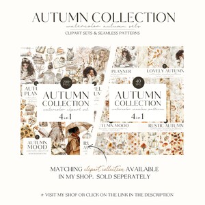 Cozy Autumn Seamless Patterns, Watercolor Neutral Fall JPG, Large ...