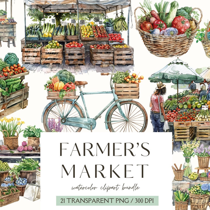 Farmers Market Clipart - Etsy