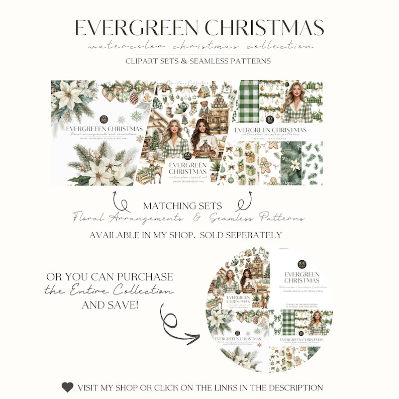 Watercolor Neutral Christmas Clipart Set, Rustic Christmas Graphics ...