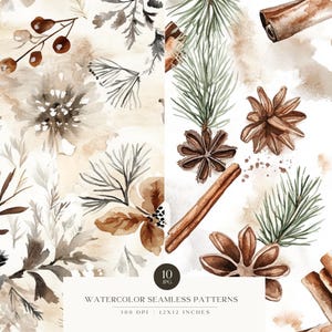 Cozy Winter Gingerbread Rustic Seamless Patterns, Neutral Christmas JPG ...
