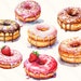 48 Watercolor Donuts Art, Donuts Clipart, Dessert Clipart Bundle, Sweet ...