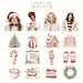 Cozy Winter Candy Cane Clipart, Watercolor Neutral Christmas Graphics ...