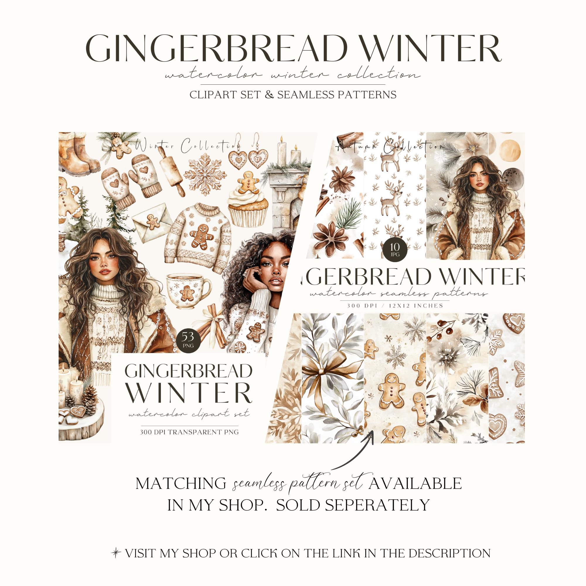 Cozy Winter Clipart, Gingerbread, Watercolor Christmas Cuteness Png ...