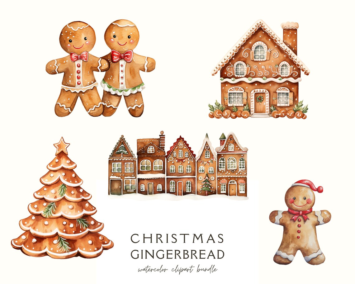 Cute Christmas Gingerbread Clipart, Gingerbread House, Winter Clipart ...
