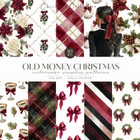Watercolor Christmas Seamless Pattern, Xmas Digital Papers With ...