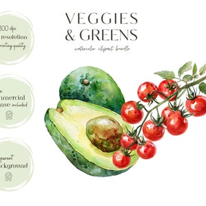 Veggie Bundle Watercolor Clipart, Vegetables Collection, Eco Vegan ...
