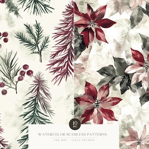 Classic Christmas Seamless Patterns, Cozy Christmas Pattern, Pine ...
