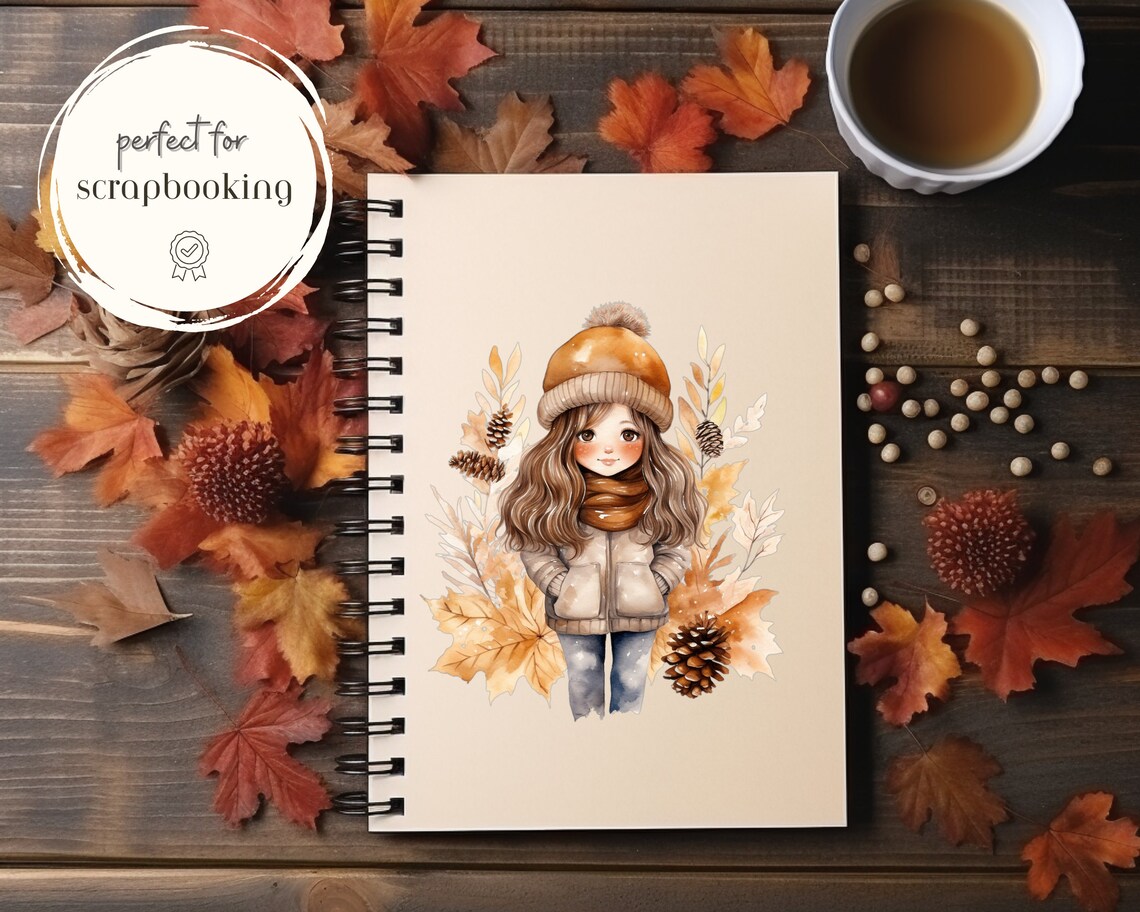 Autumn Girls Clipart Set-cozy Autumn Kids-watercolor Autumn - Etsy