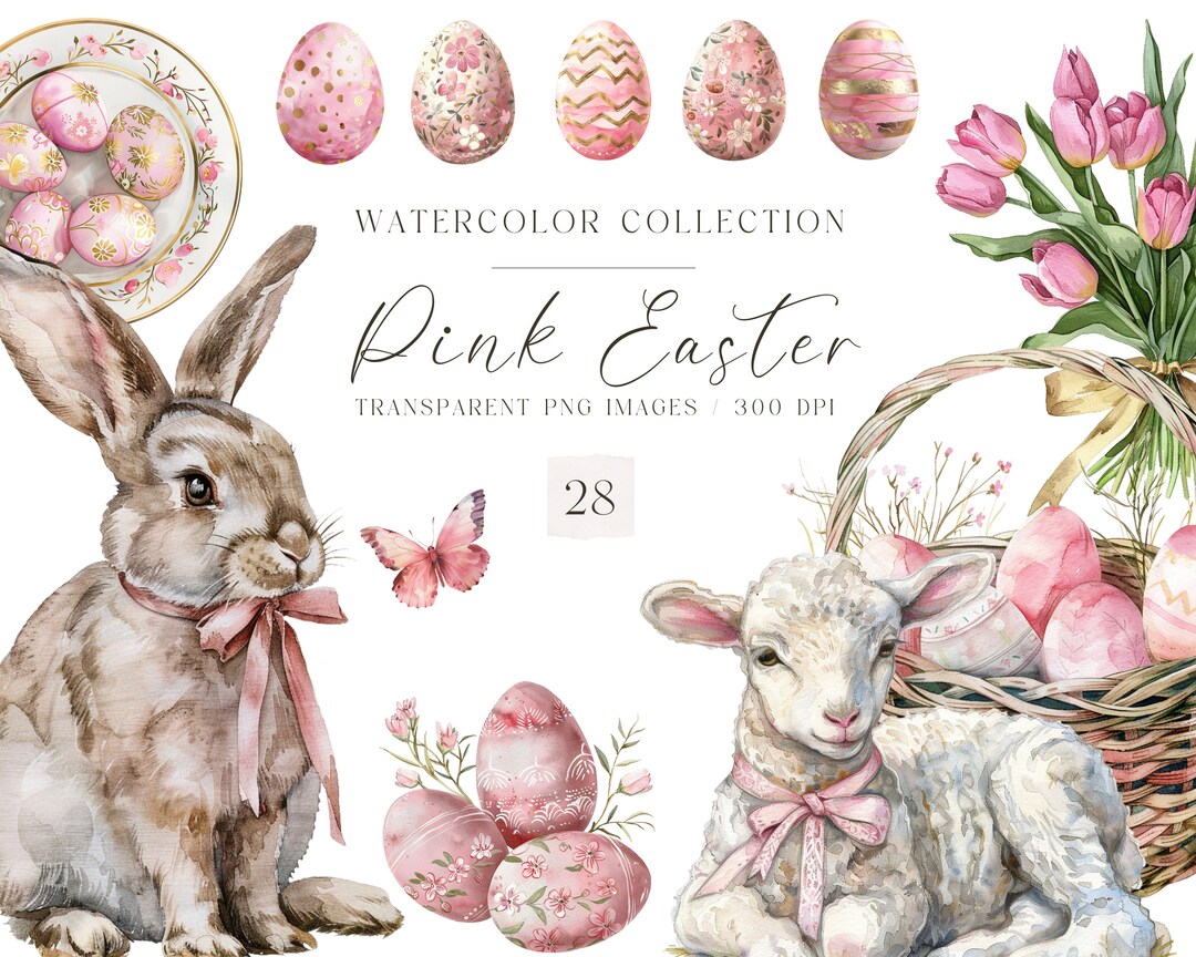 Pink Easter Eggs Bunny Clipart-easter Graphics-pastel Easter-spring Png ...