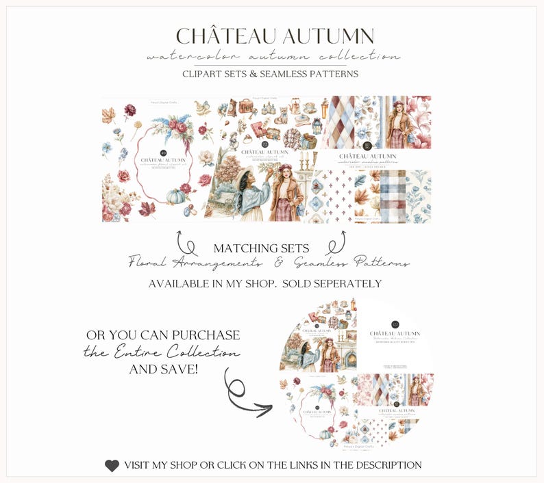 Château Autumn Clipart, Watercolor Cozy Fall PNG, Autumnal Aesthetic ...