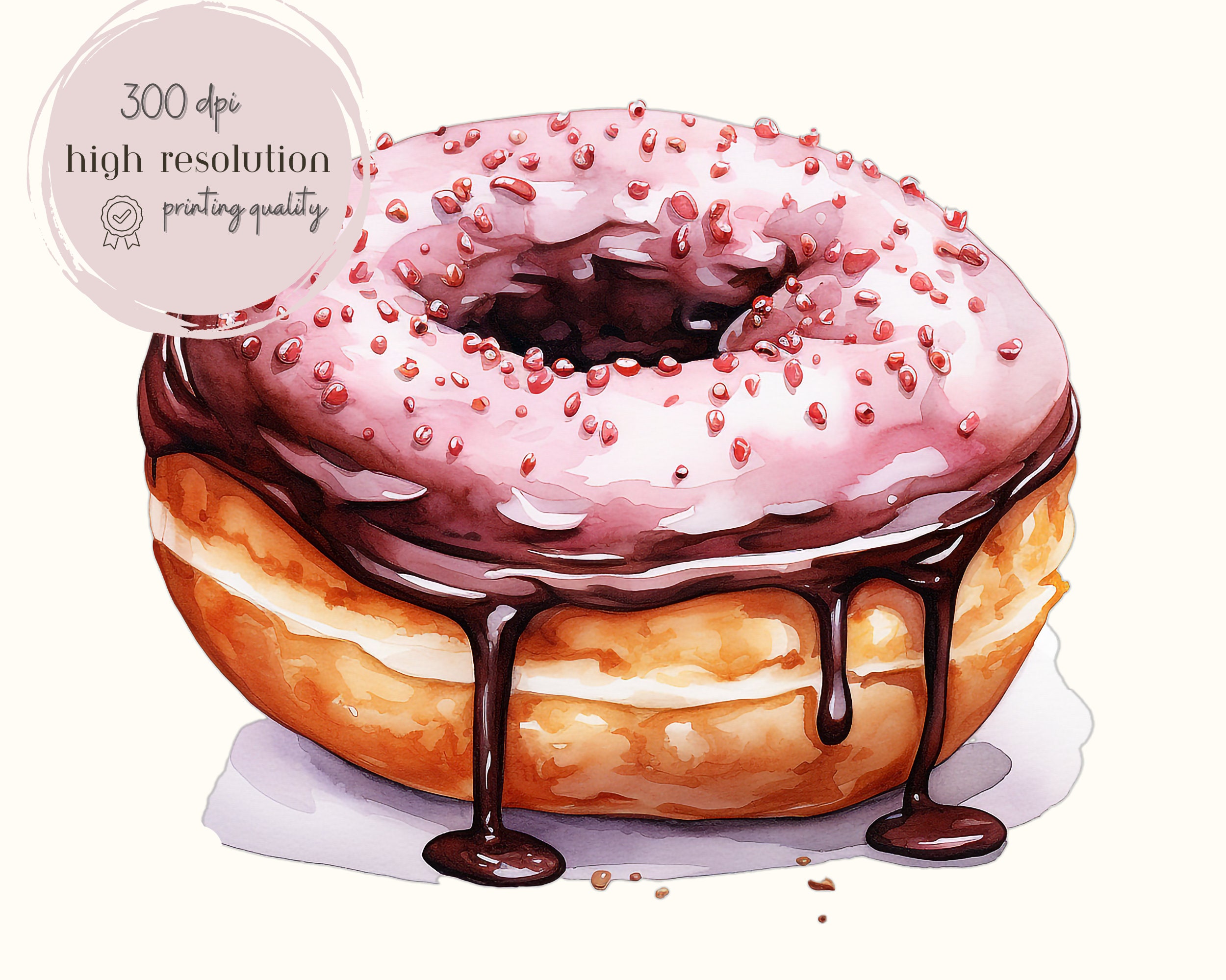 48 Watercolor Donuts Art, Donuts Clipart, Dessert Clipart Bundle, Sweet ...