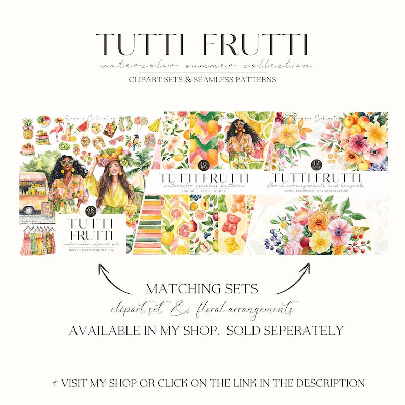 Mixed Fruits Summer Seamless Pattern, Watercolor Fruit Medley, Colorful ...