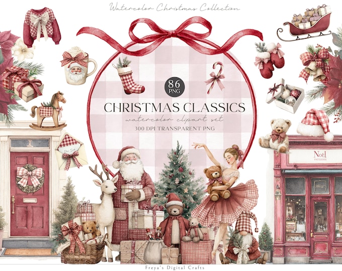 Cozy Winter Clipart, Pine PNG, Watercolor Neutral Christmas Graphics ...