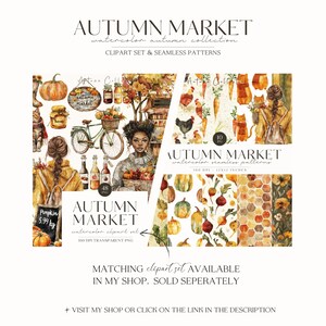 Watercolor Cozy Autumn Market Rustic Seamless Patterns, Cozy Fall JPG ...