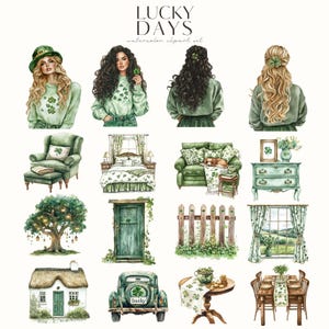 St Patricks Day Clipart, Watercolor Lucky Clover, Shamrock PNG ...