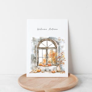 Fall Window View, Watercolor Neutral Autumn Clipart, Fall PNG Graphics ...