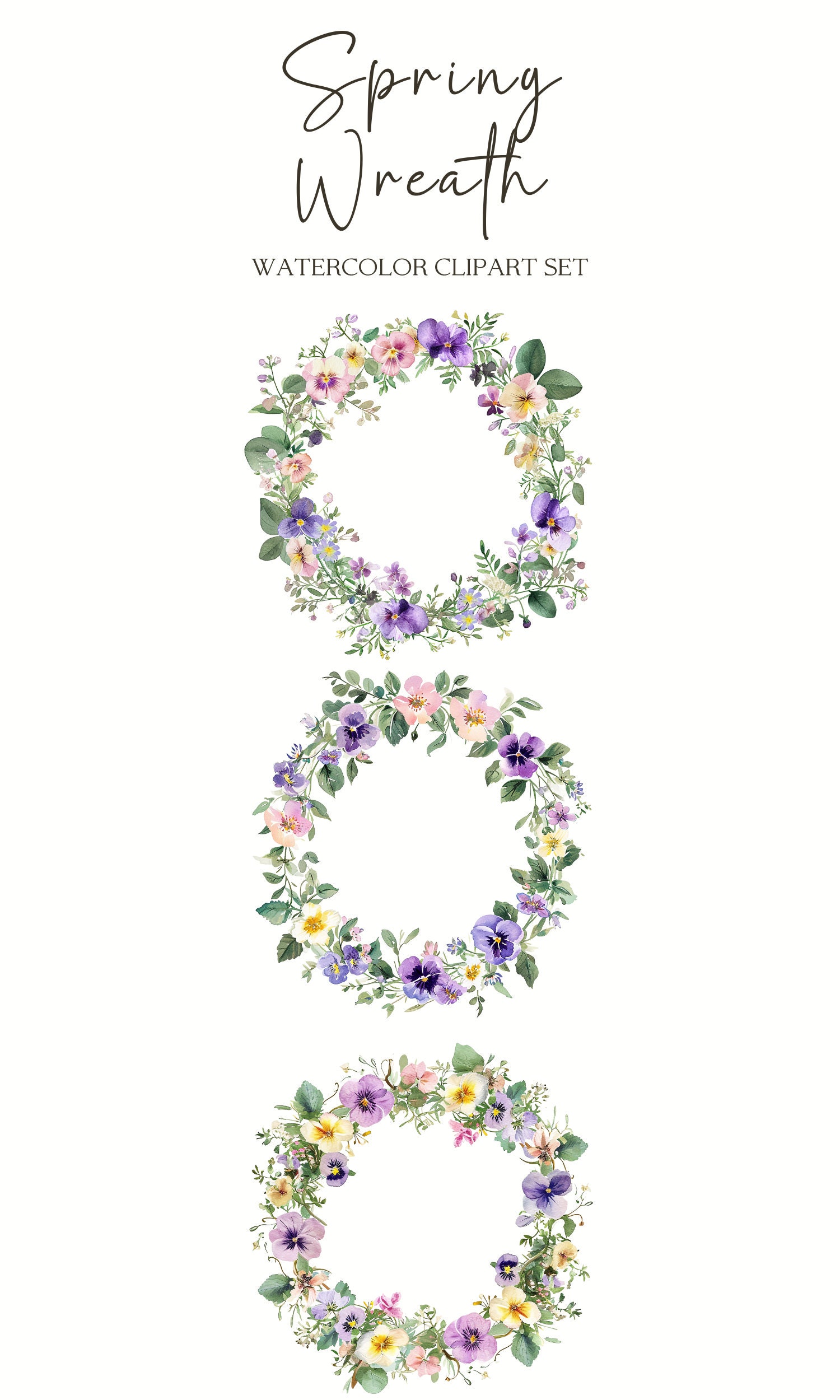 Floral Wreath Clipart-spring Wreath Png-watercolor Floral Clipart ...