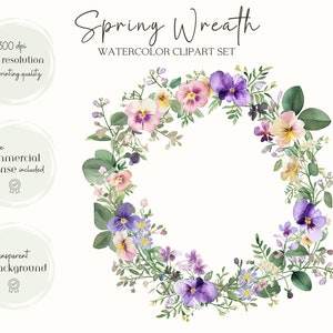 Floral Wreath Clipart-spring Wreath Png-watercolor Floral Clipart ...