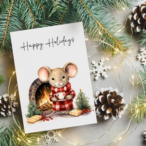 Christmas Mice Clipart, Watercolor Christmas Mouse, Winter Clipart ...