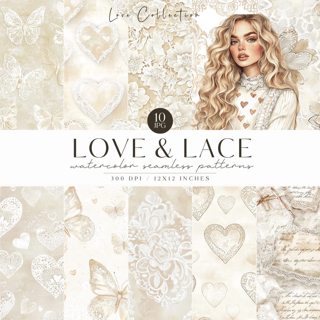 Lace Valentine Seamless Pattern, Lace Heart Patterns, Lace Love ...
