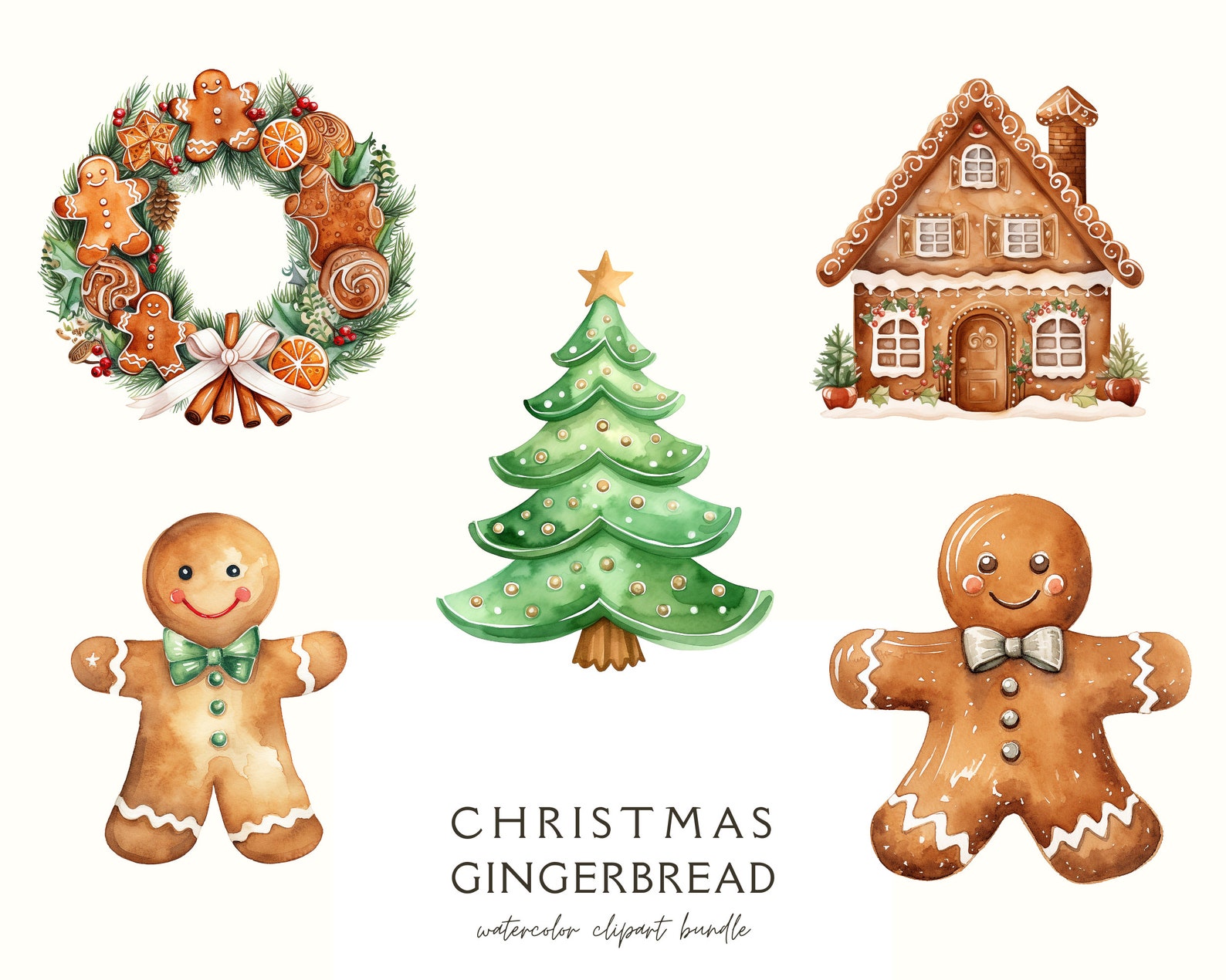 Cute Christmas Gingerbread Clipart, Gingerbread House, Winter Clipart ...