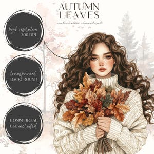 Cozy Autumn Clipart, Watercolor Fall Leaves Graphics PNG, Foliage, Cozy ...