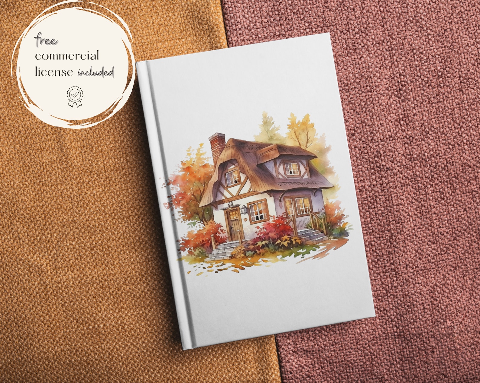 Fall Decor-watercolor Autumn Cottage House-fall Cottage-cottage House ...
